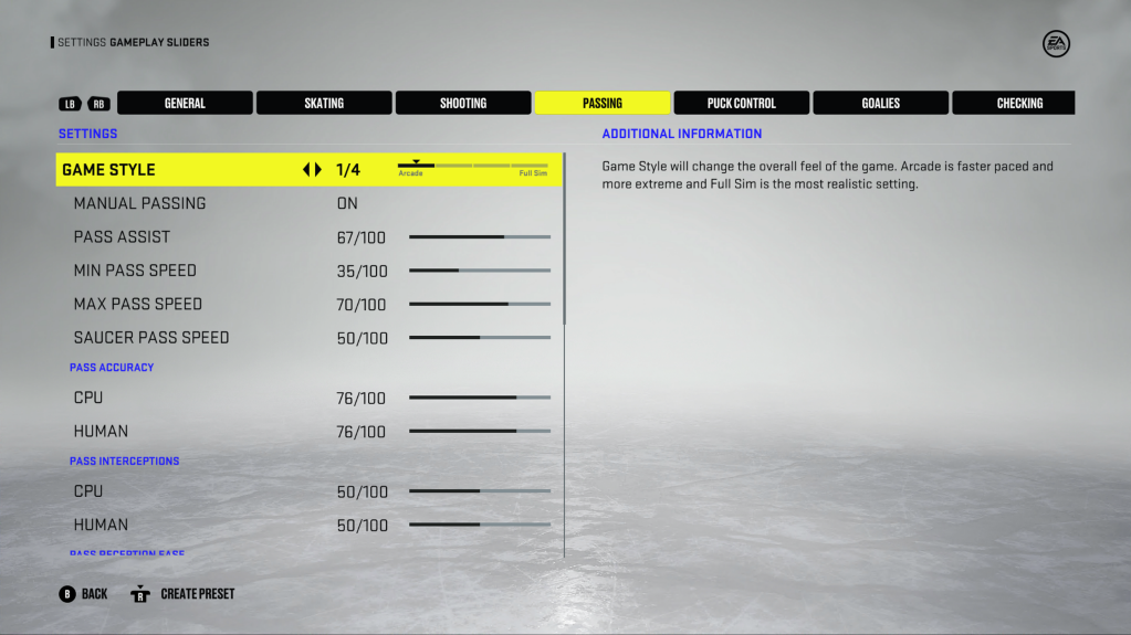 NHL 22 Gameplay Settings For Xbox Series X - An Official EA Site