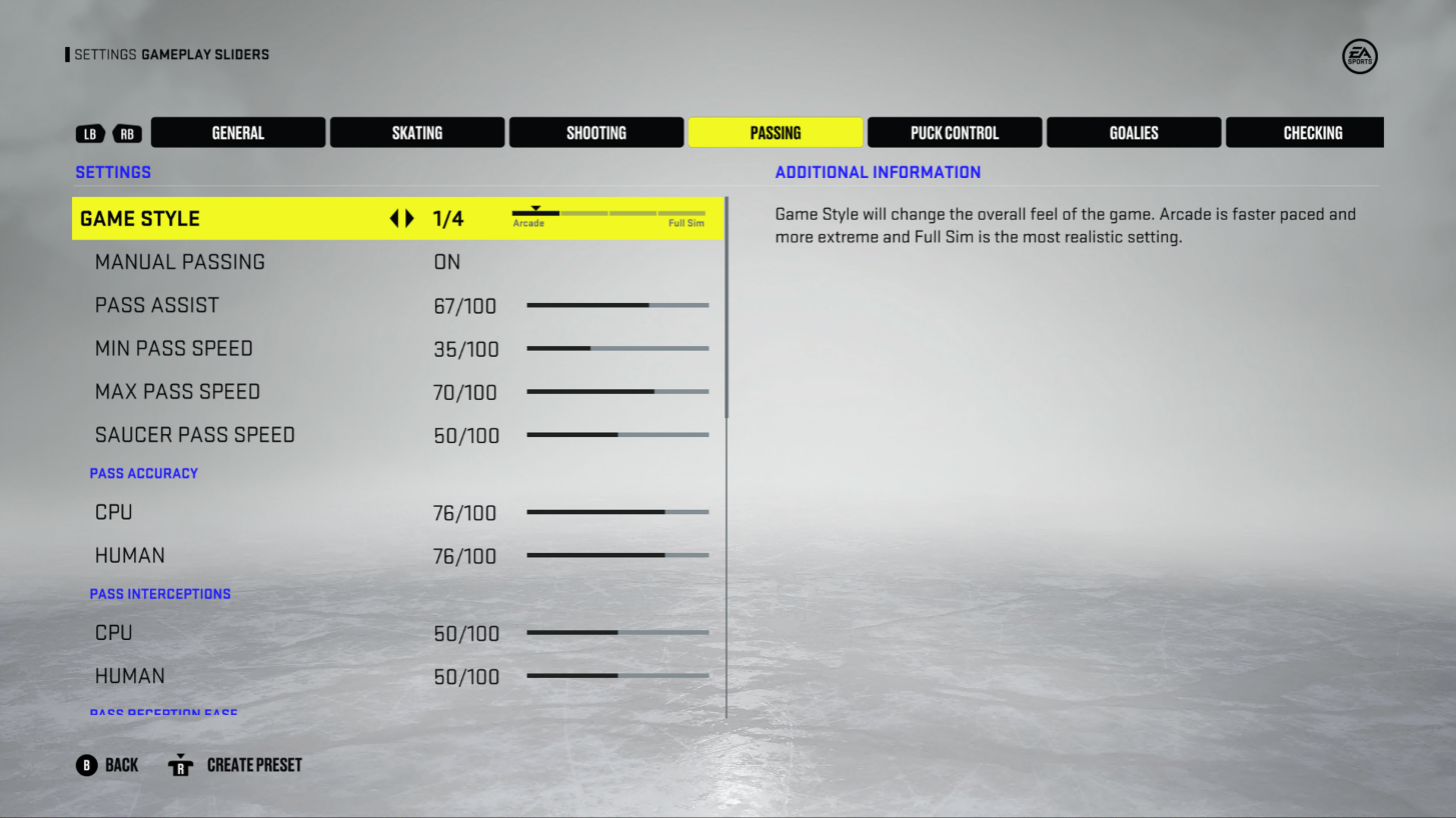 NHL 22 Gameplay Settings For Xbox Series X - An Official EA Site