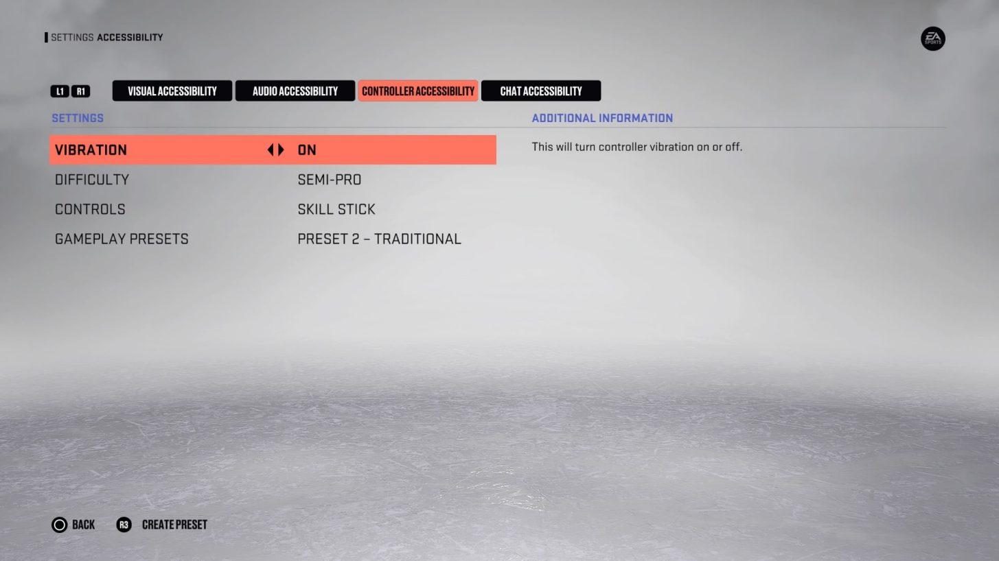NHL 23 Accessibility Settings For PS5 - An Official EA Site