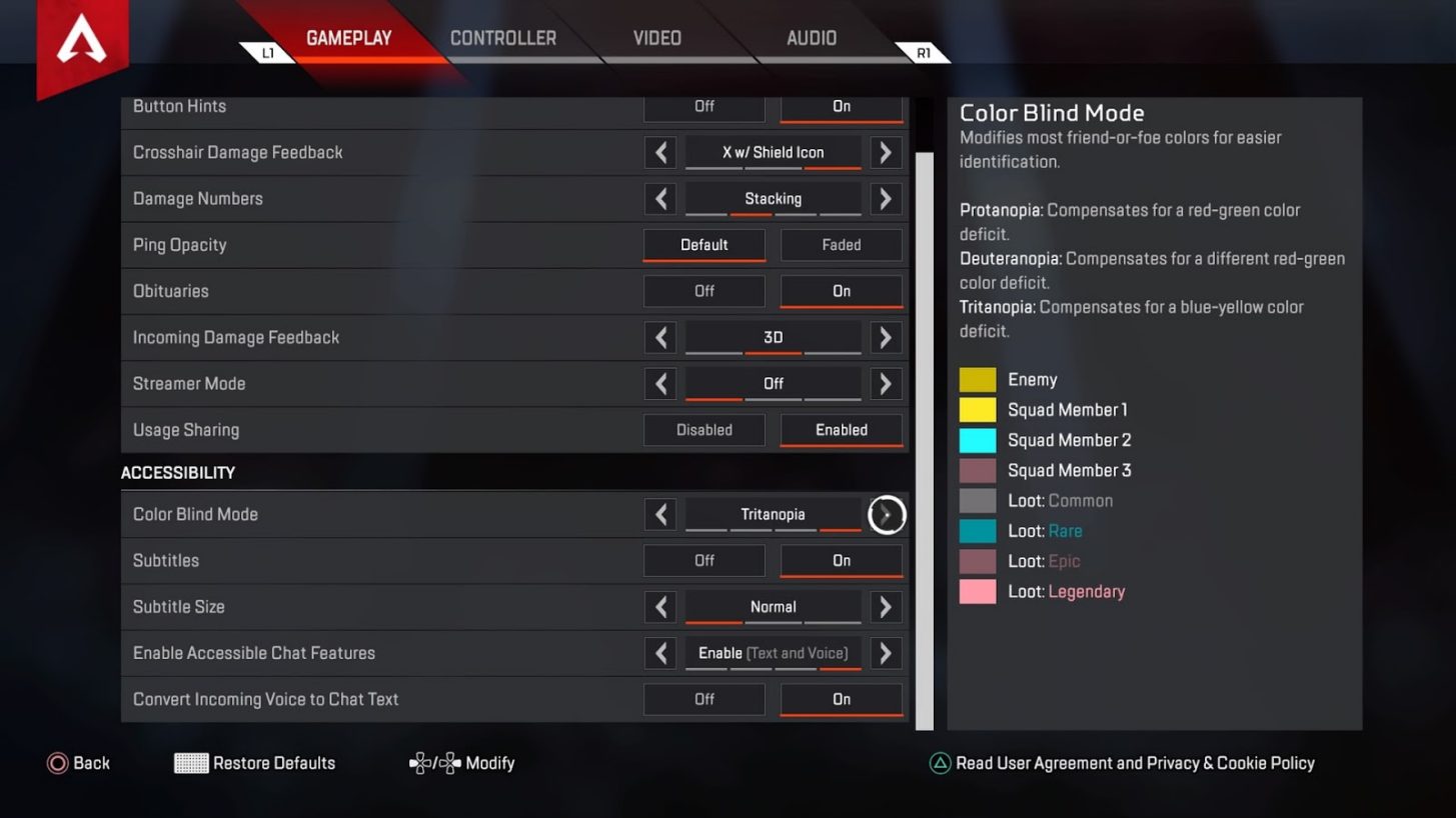Apex Legends Accessibility Resources For PS4 - An Official EA Site