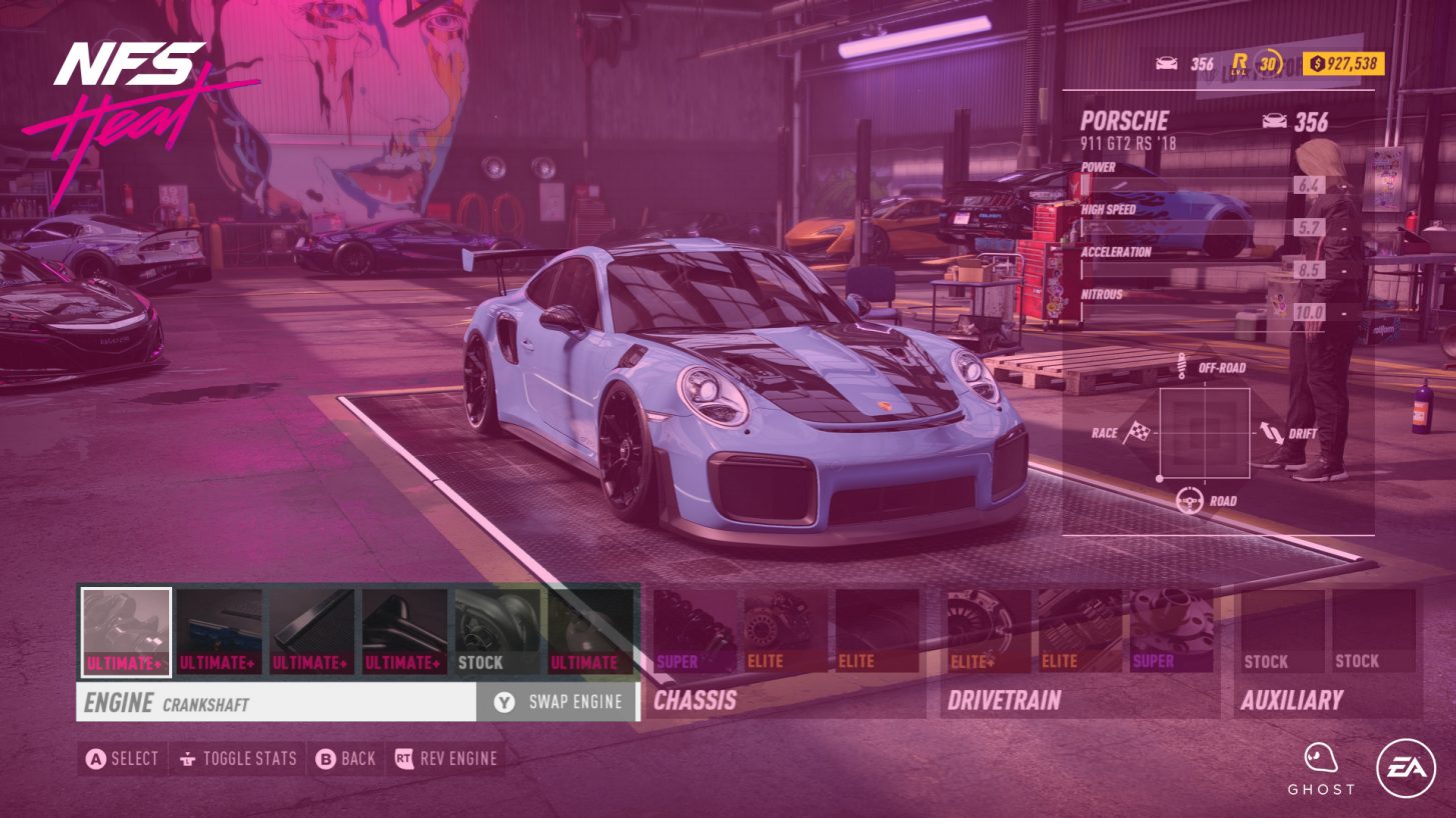 Personaliza tu coche para mejorar tu progreso en Need for Speed™ Heat
