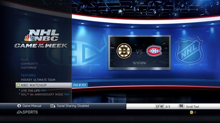 NHL 14 - NBC Matchup